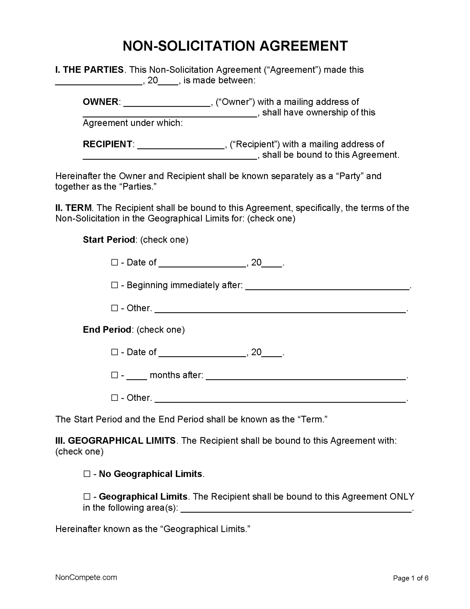 Free Non-Compete Agreement | PDF | WORD | RTF